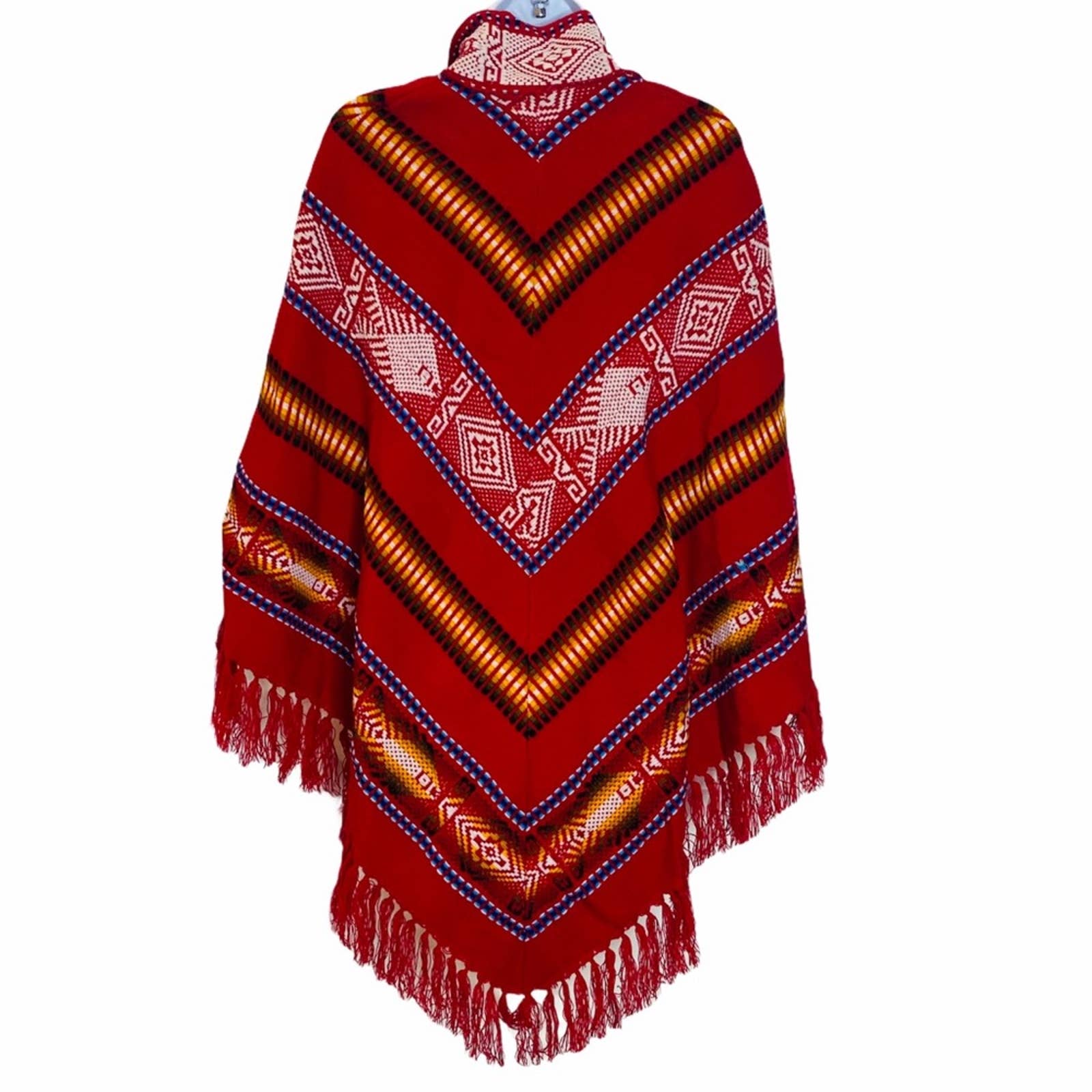 Vintage Red Aztec Tribal Knit Cape | Shop THRILLING