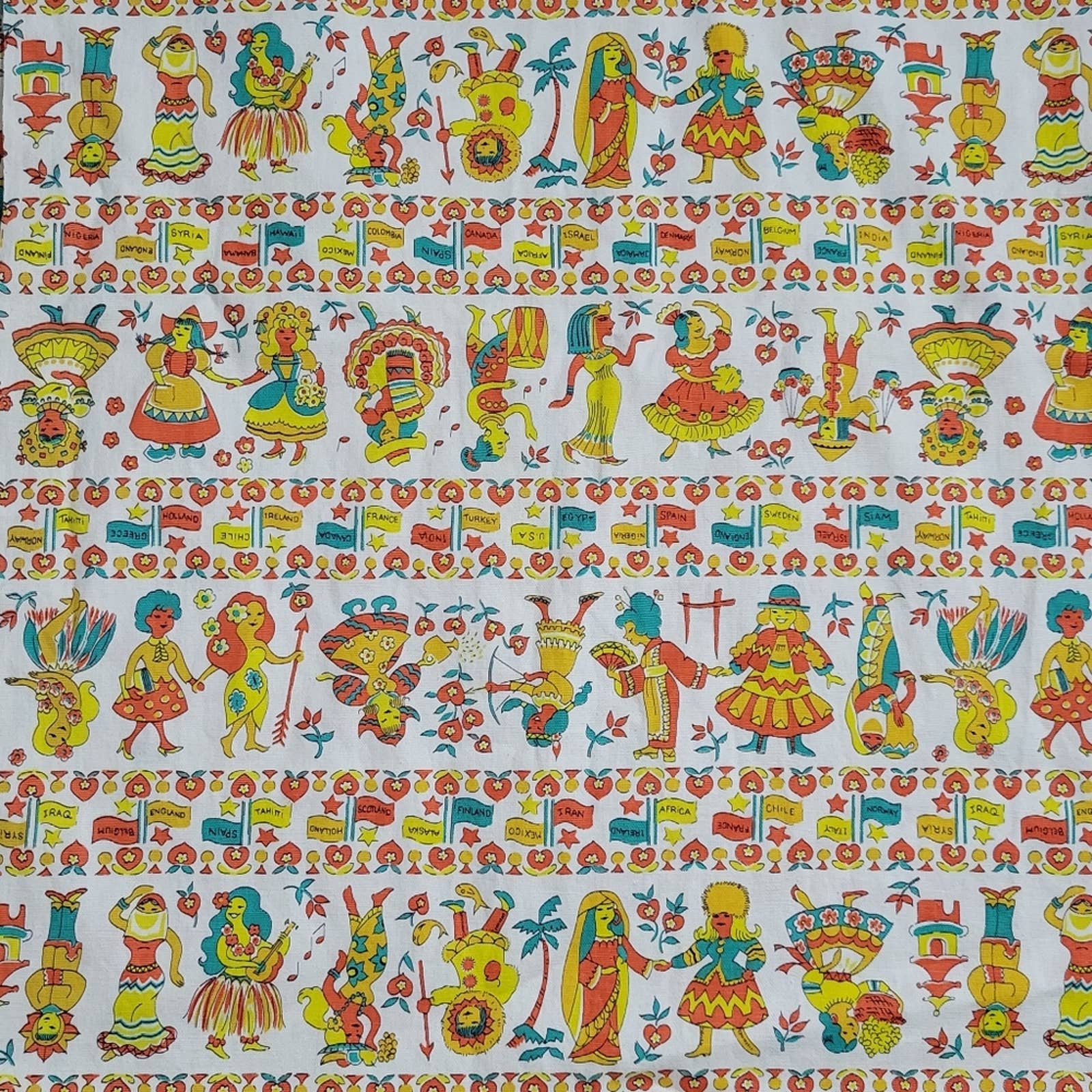 Vintage Kitschy People of The World Fabric | Shop THRILLING