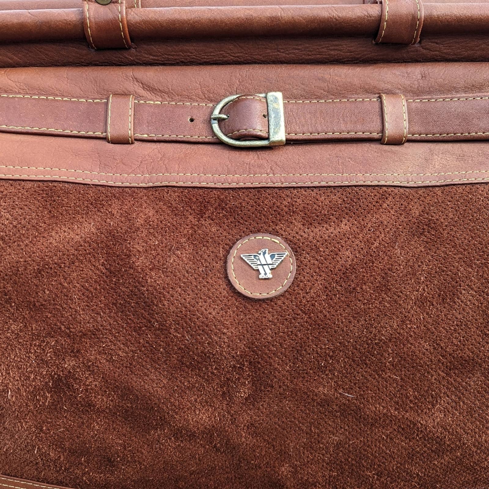 Vintage Suede Leather Weekender Duffel Bag Semi Structured Carry On ...