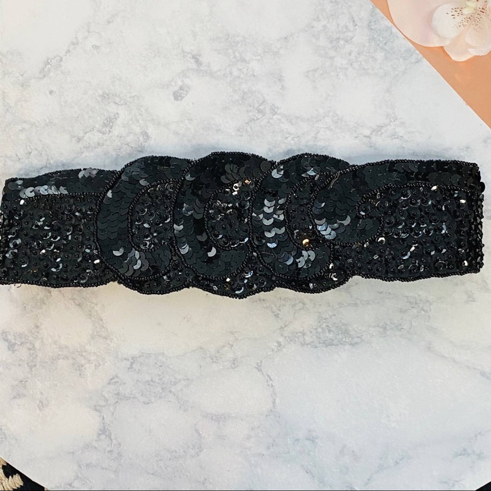 Vintage Black Sequin Waist Belt by Milor | Shop THRILLING
