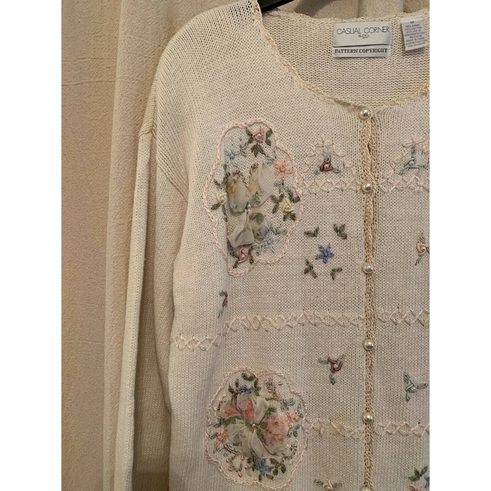 Vintage Cottagecore Floral Embroidered Cardigan Sweater by Casual ...