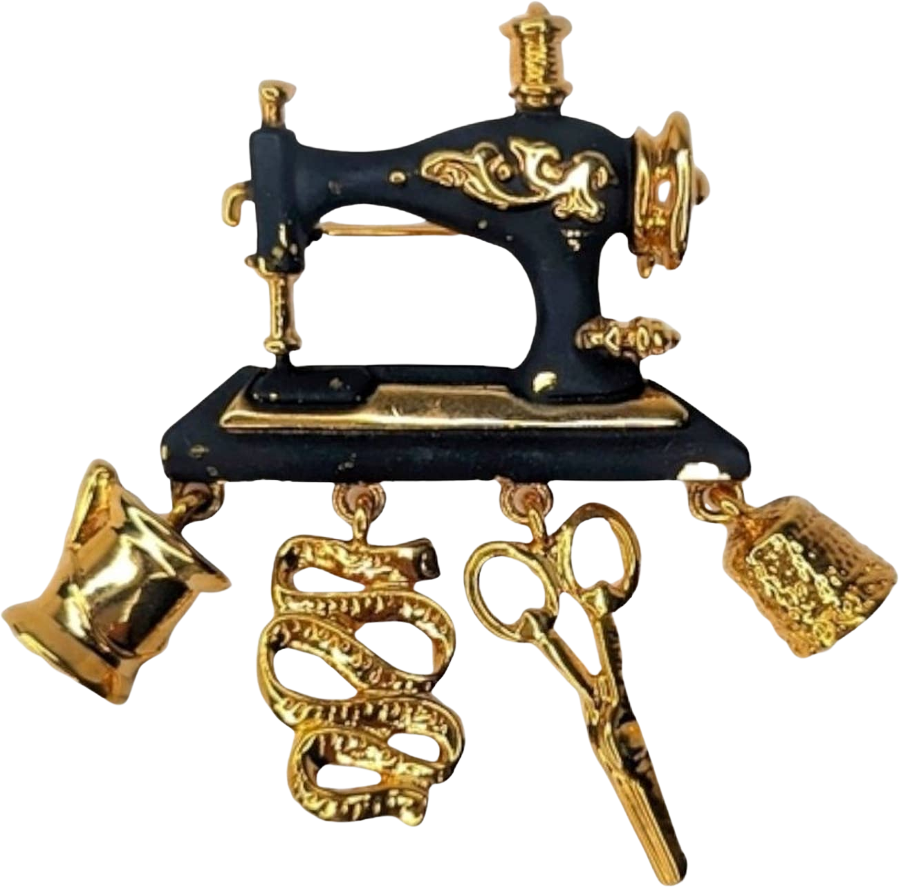Vintage Danecraft Gold Tone Enamel Sewing Machine Brooch | Shop THRILLING