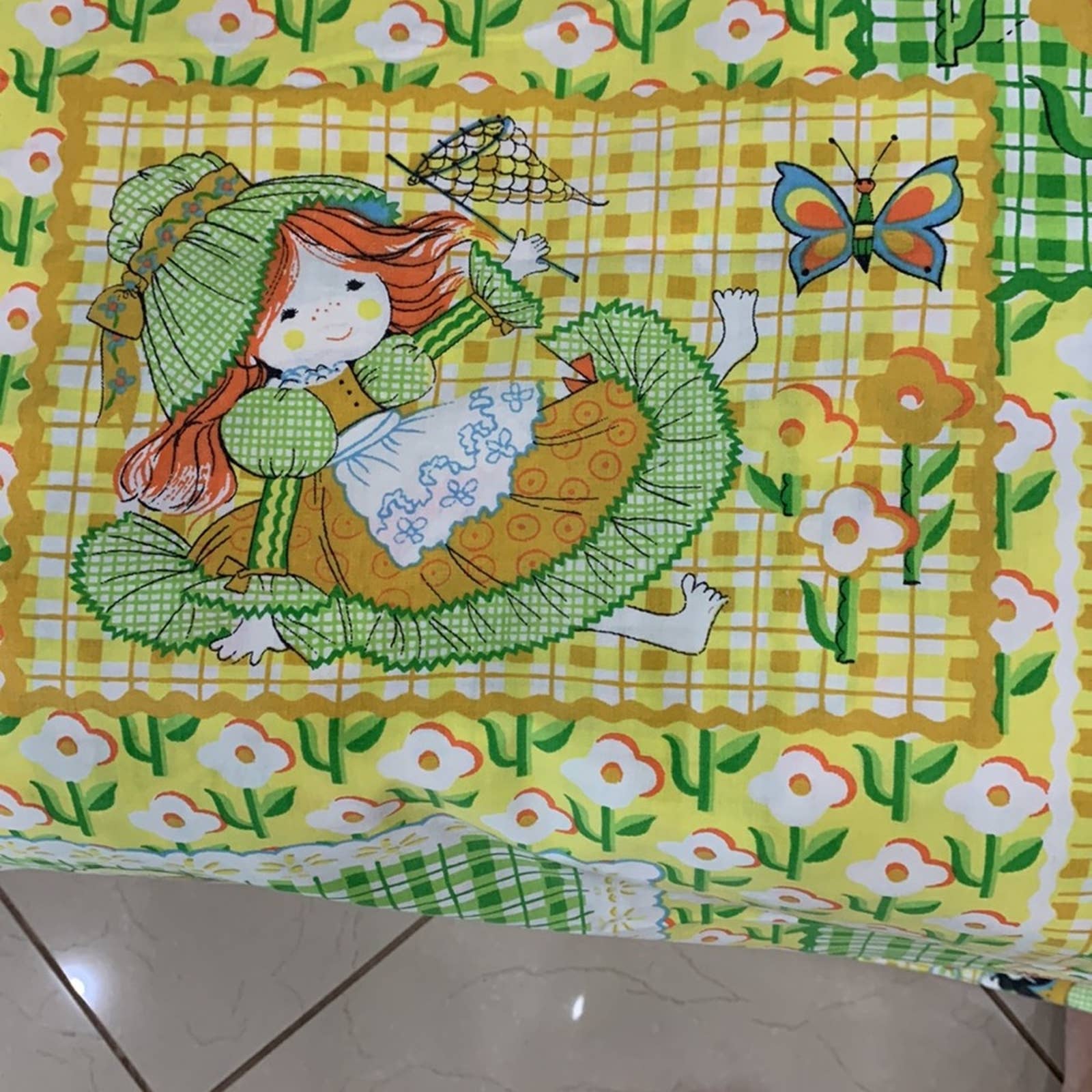 Vintage 70s Katie’s Patchwork by Sears Holly Hobbie Style Twin Flat ...