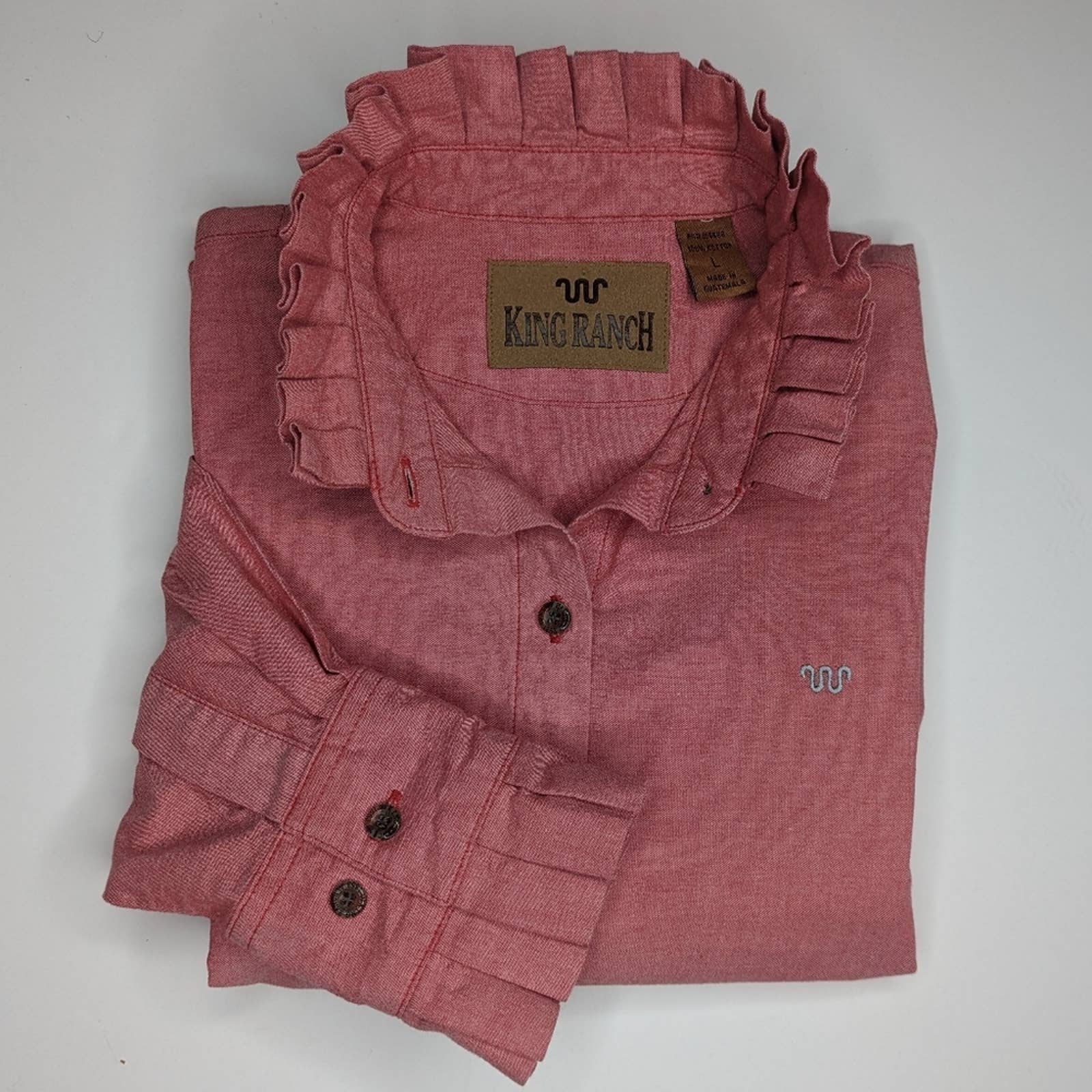 Vintage Ruffle Collar Button Down In Washed Red Pink by King Ranch ...