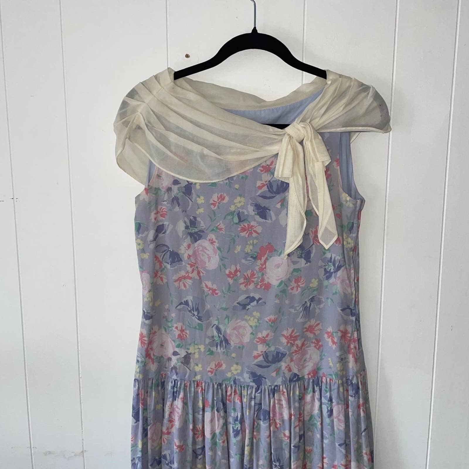 Vintage Early 80s Lilac Floral Drop Waist Dress by Laura Ashley | Shop ...