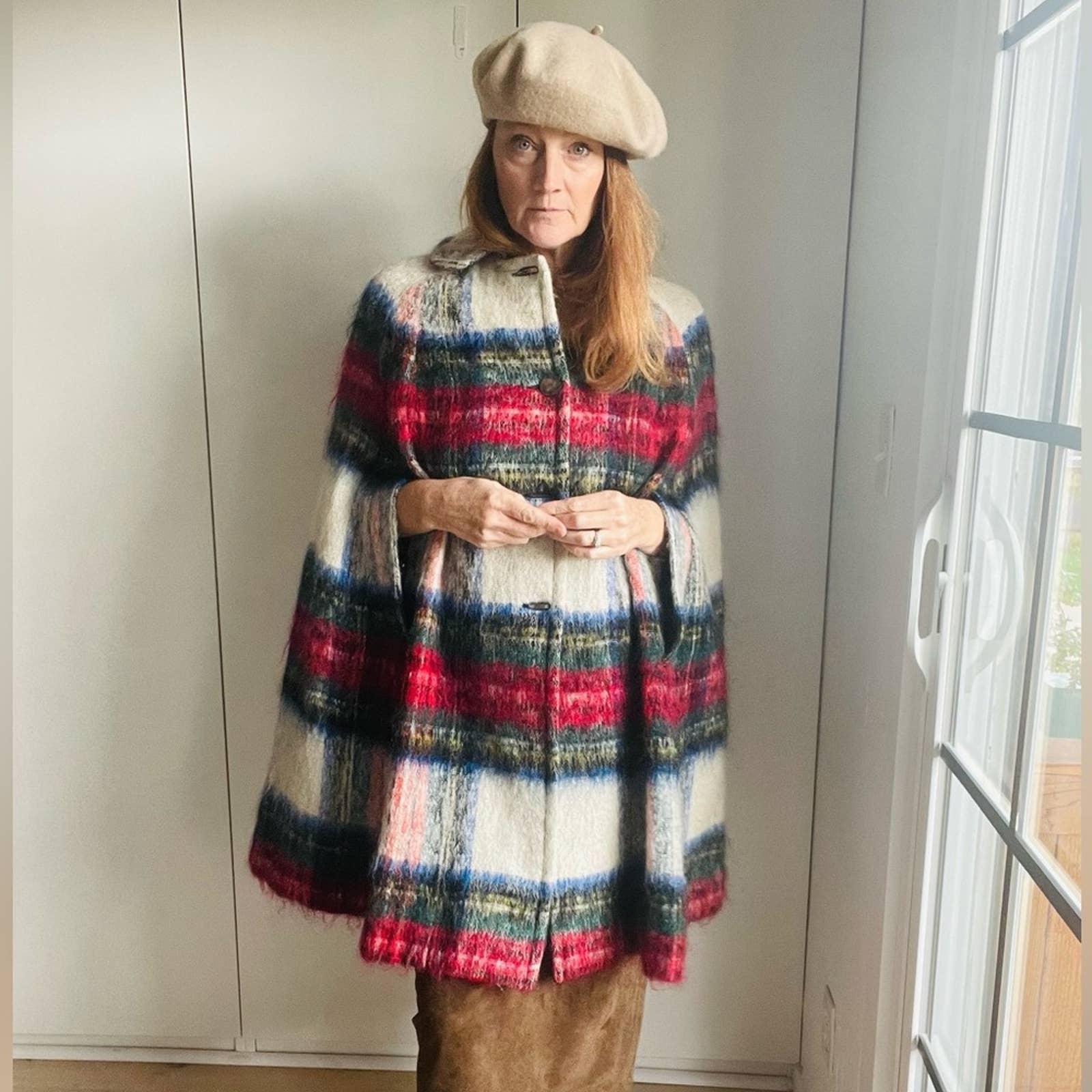 Vintage 60s 70s Scottish Mohair Wool Strathtay Cape Coat Size S M L Mo ...