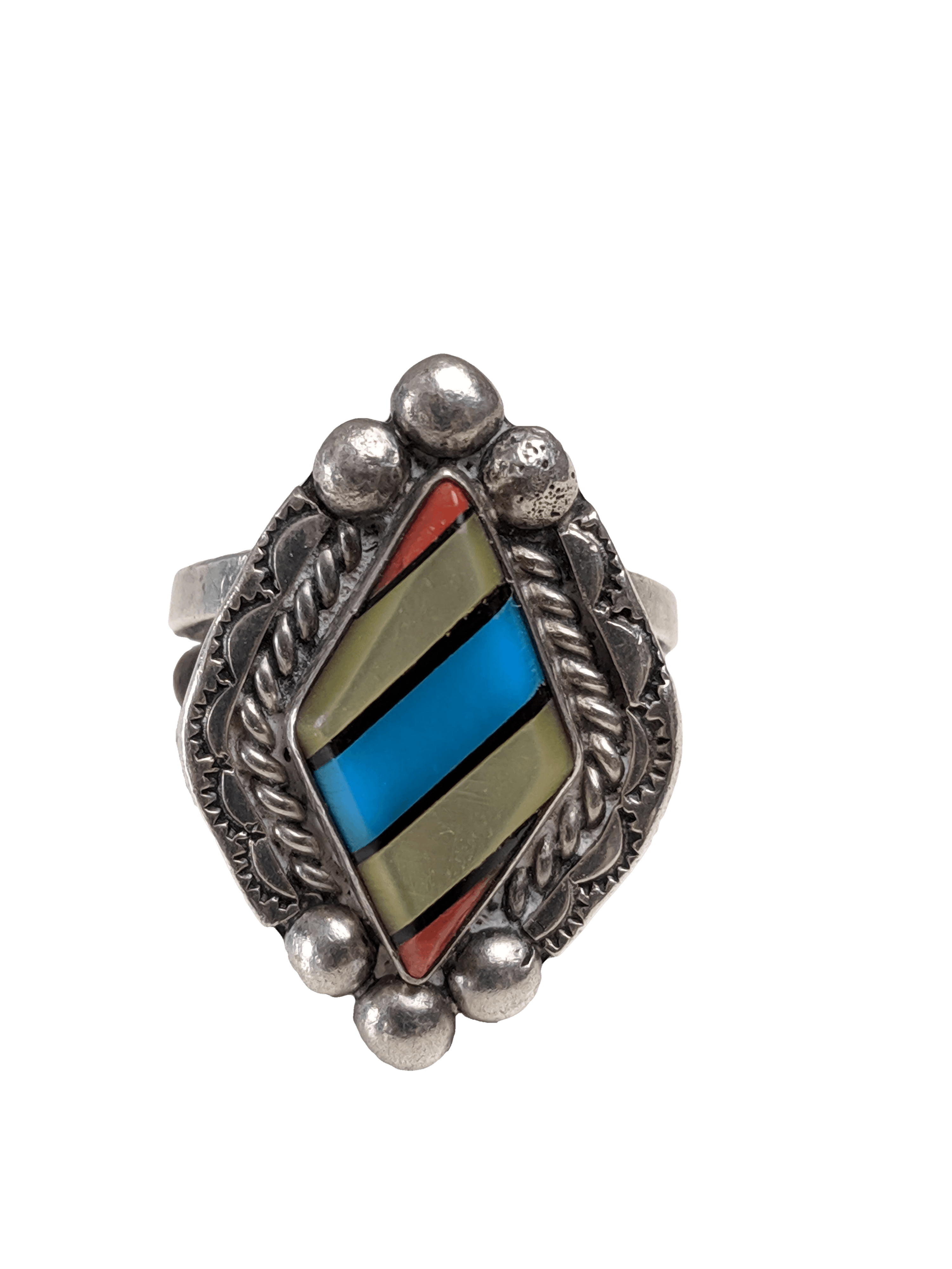 Vintage Striped Diamond Shape Silver Ring | Shop THRILLING