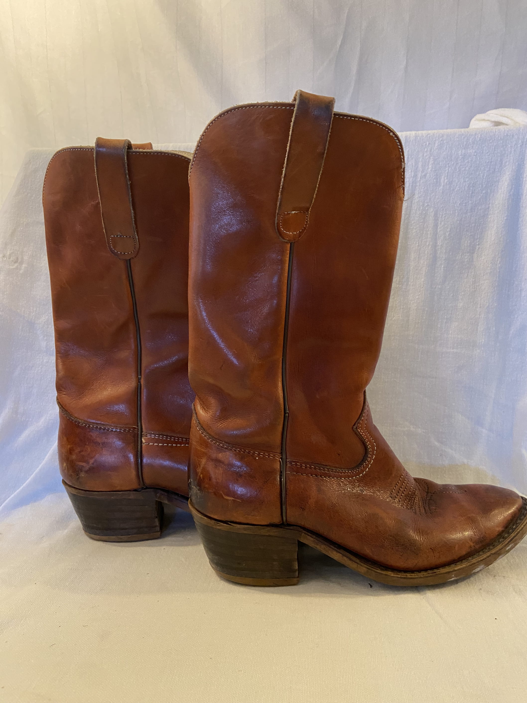 Vintage 70s Gorgeous Rust Color Unisex Leather Cowboy Boots By Designer ...