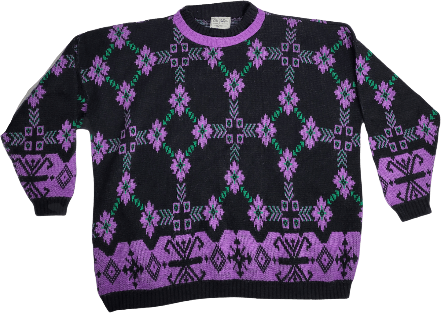 Vintage 80's Floral Pattern Oversized Boxy Sweater by Elsa Phillips ...