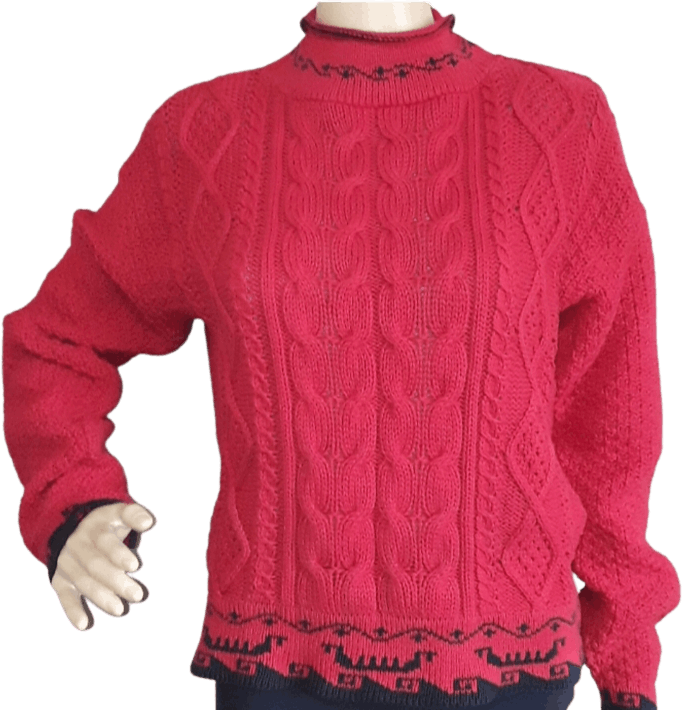 Vintage 90's Bright Red Greek Key Ship Sweater by British Passage ...