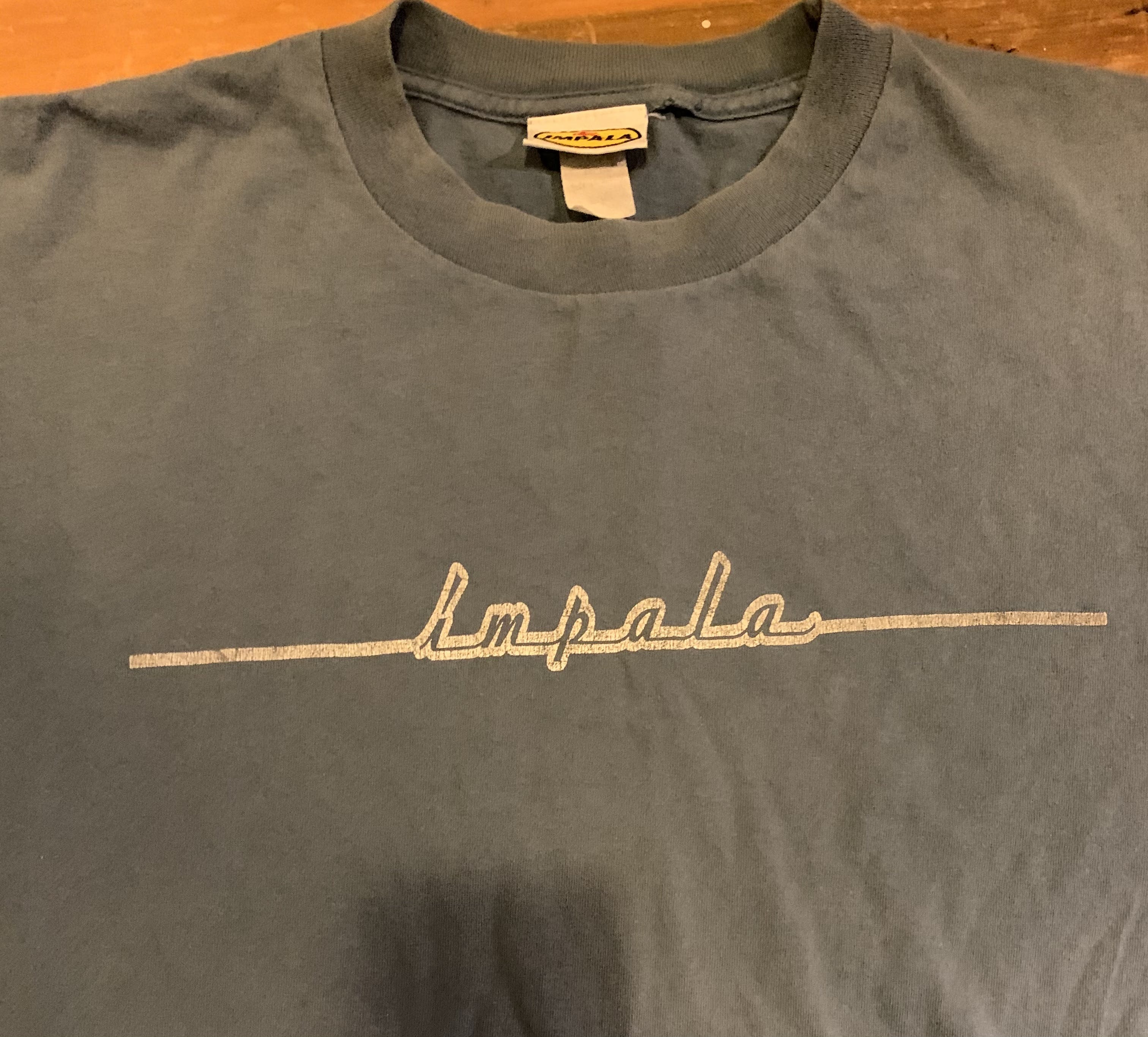Vintage Impala Brand Logo Slate Blue Tshirt by Impala | Shop THRILLING