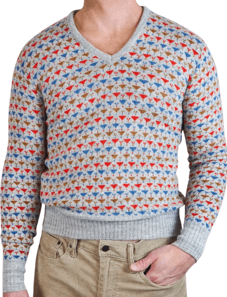 Vintage 60’s Men's Gray Triangle Pattern Wool Sweater | Shop THRILLING
