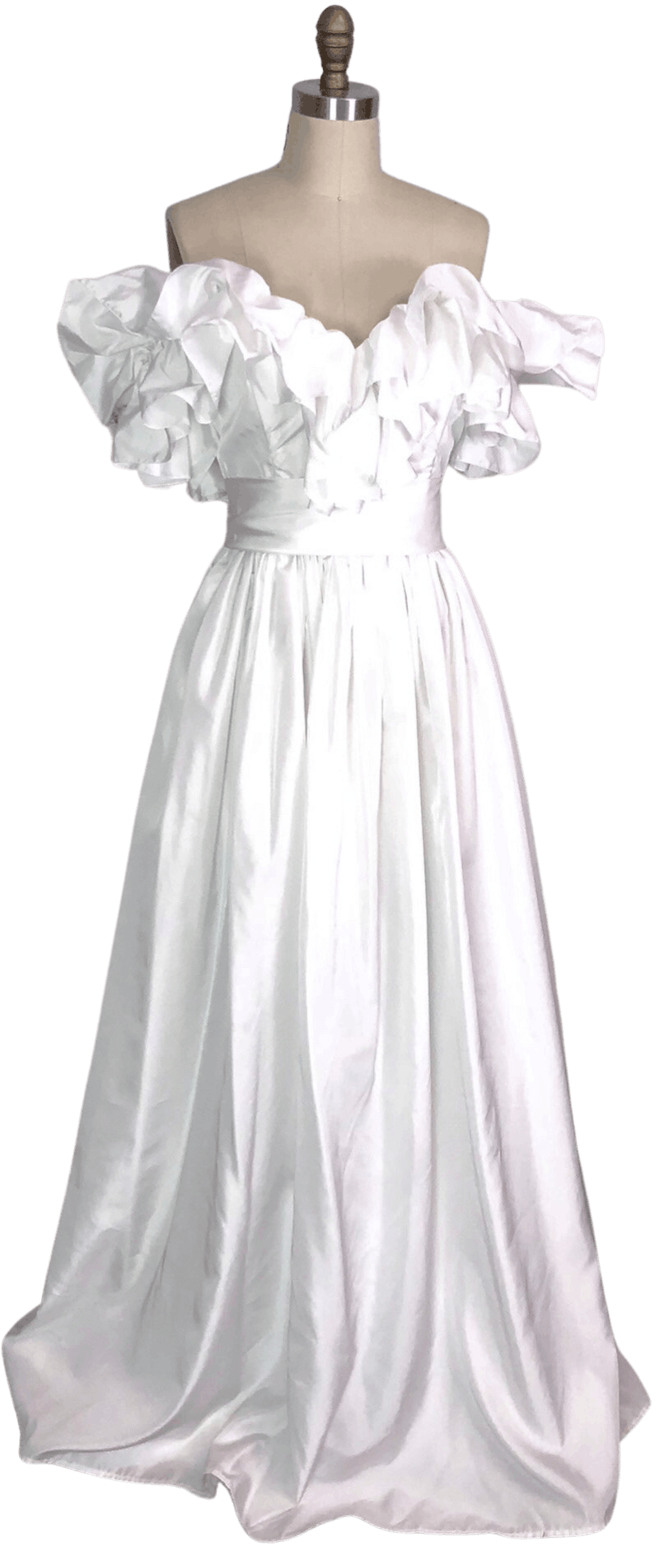Vintage 80's White Ruffle Formal Gown by Alyce Designs | Shop THRILLING
