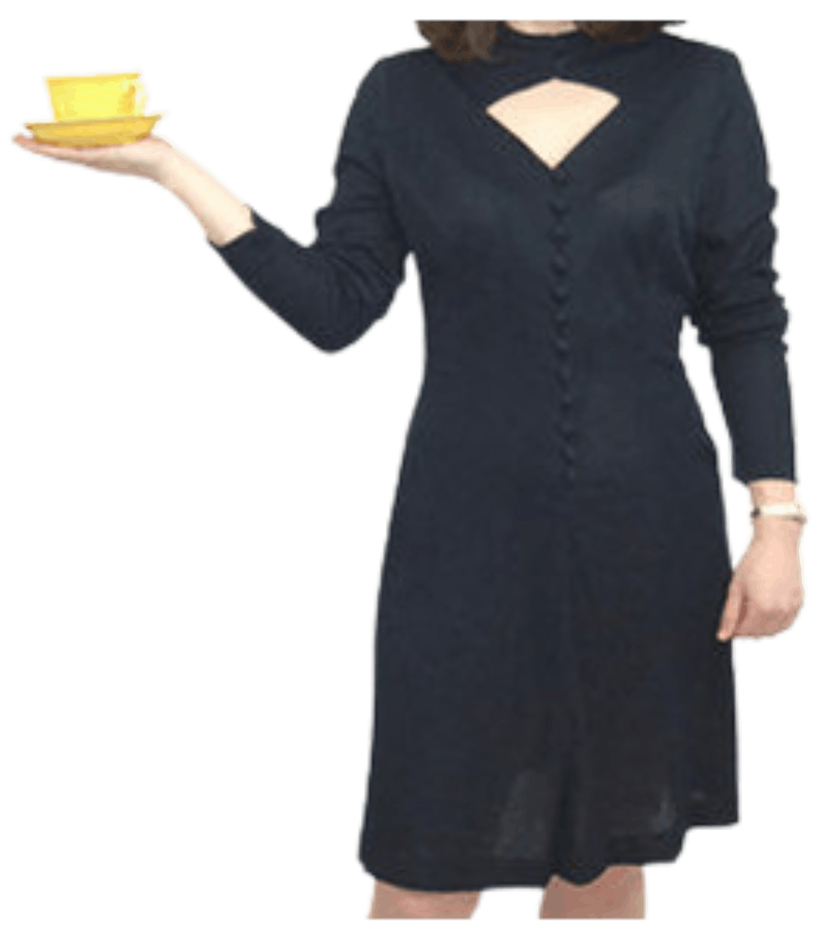 Vintage 70's Black Button Front Keyhole Dress | Shop THRILLING
