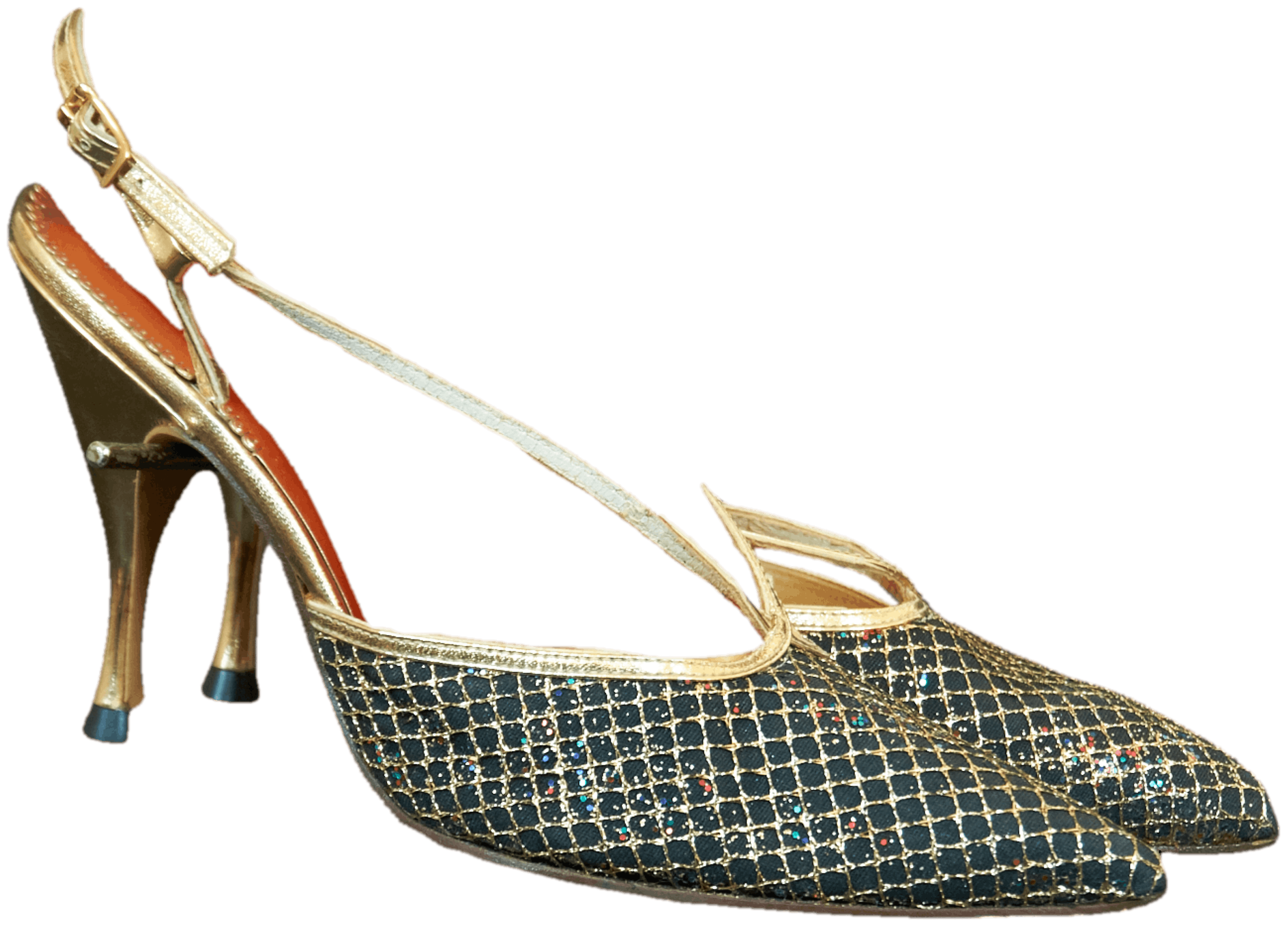 Vintage 60's Black Sparkly Slingback Heels | Shop THRILLING