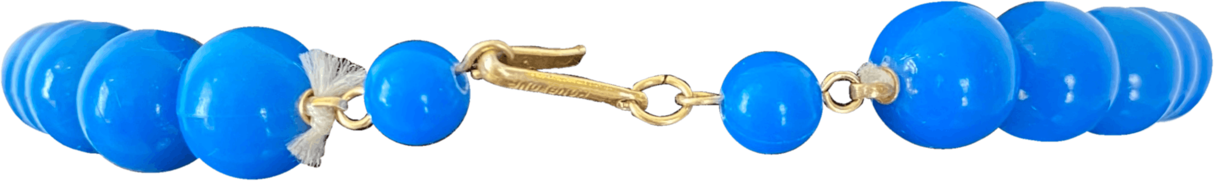 Vintage Blue Bobble Beaded Necklace with Gold Detail | Shop THRILLING