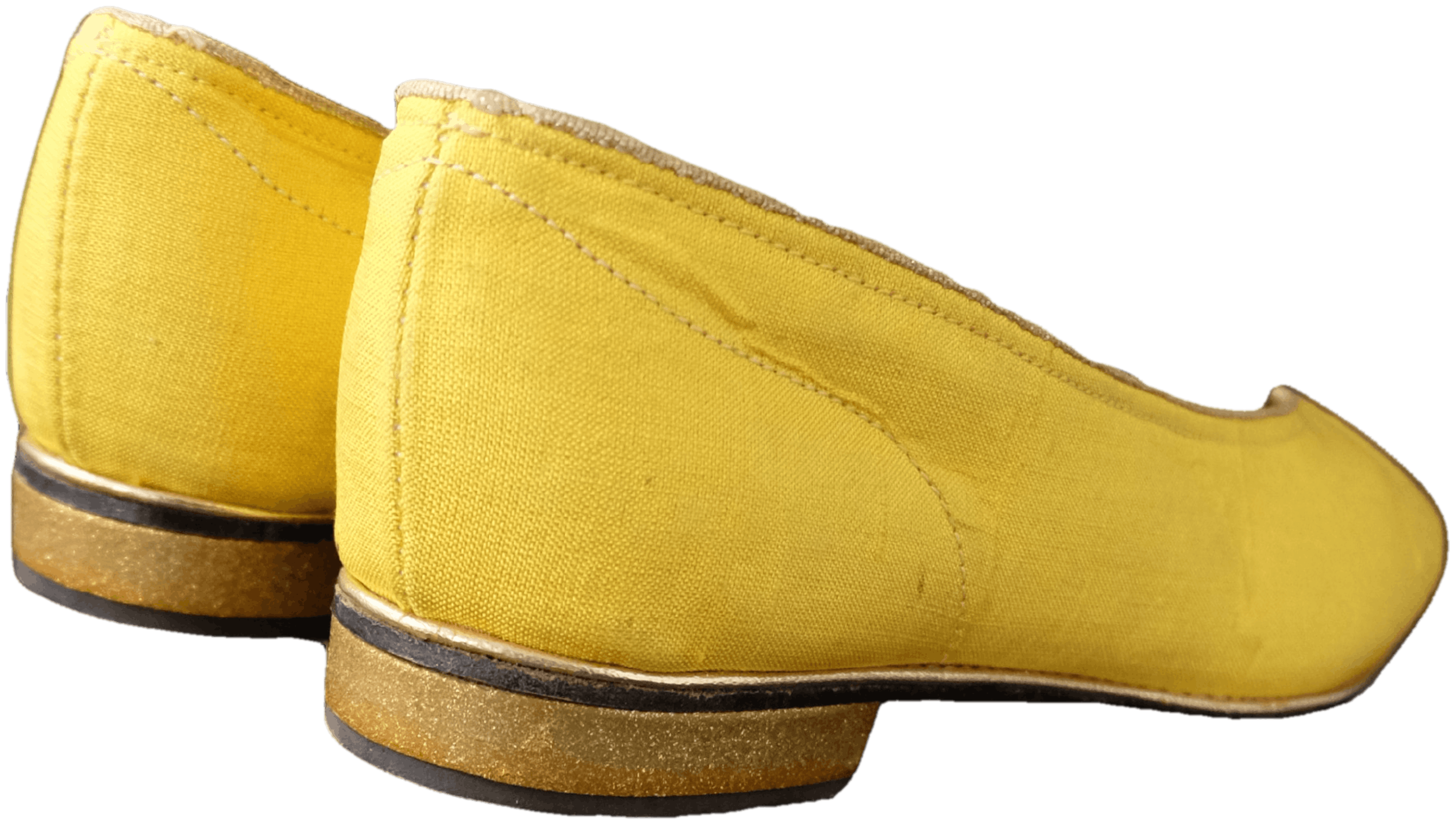 Vintage 50's Deadstock Yellow Linen Flats with Gold Heels | Shop THRILLING
