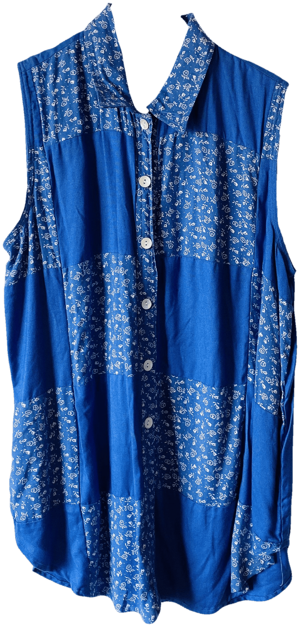 Vintage 90's Blue Patchwork Tank Blouse by April Cornell | Shop THRILLING