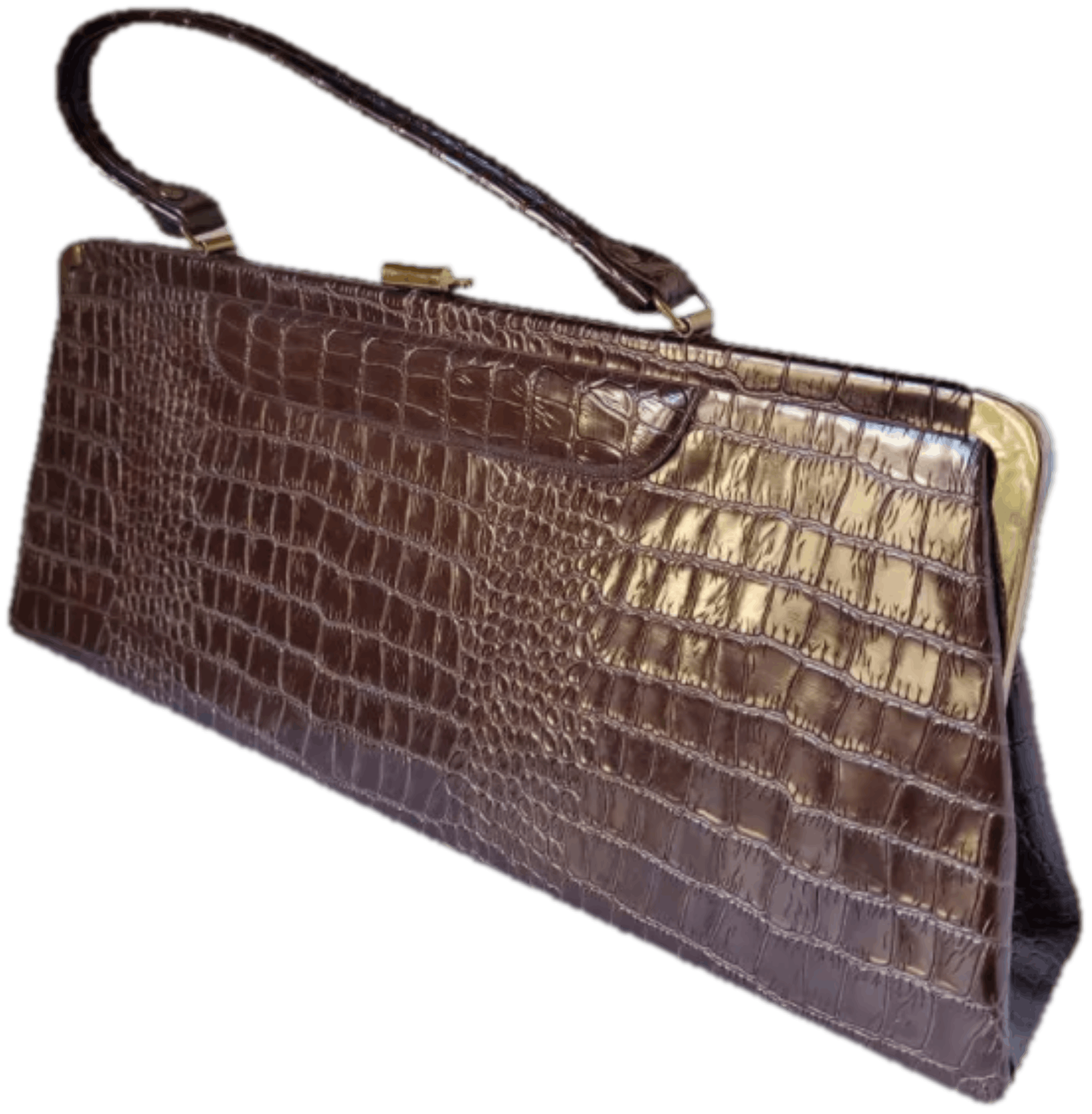 Vintage 60’s Chocolate Brown Alligator Print Purse by Dover | Shop ...
