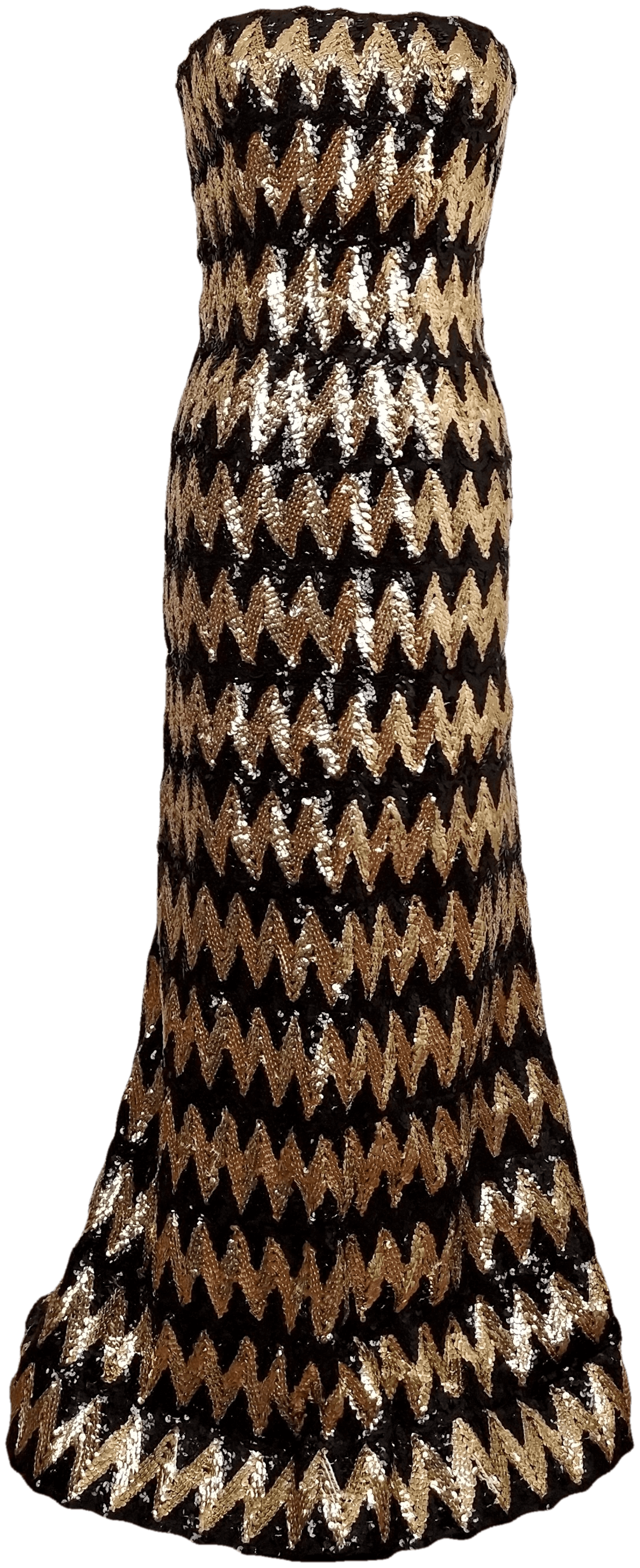 Vintage 50's Black and Gold Chevron Sequin Atomic Strapless Mermaid ...