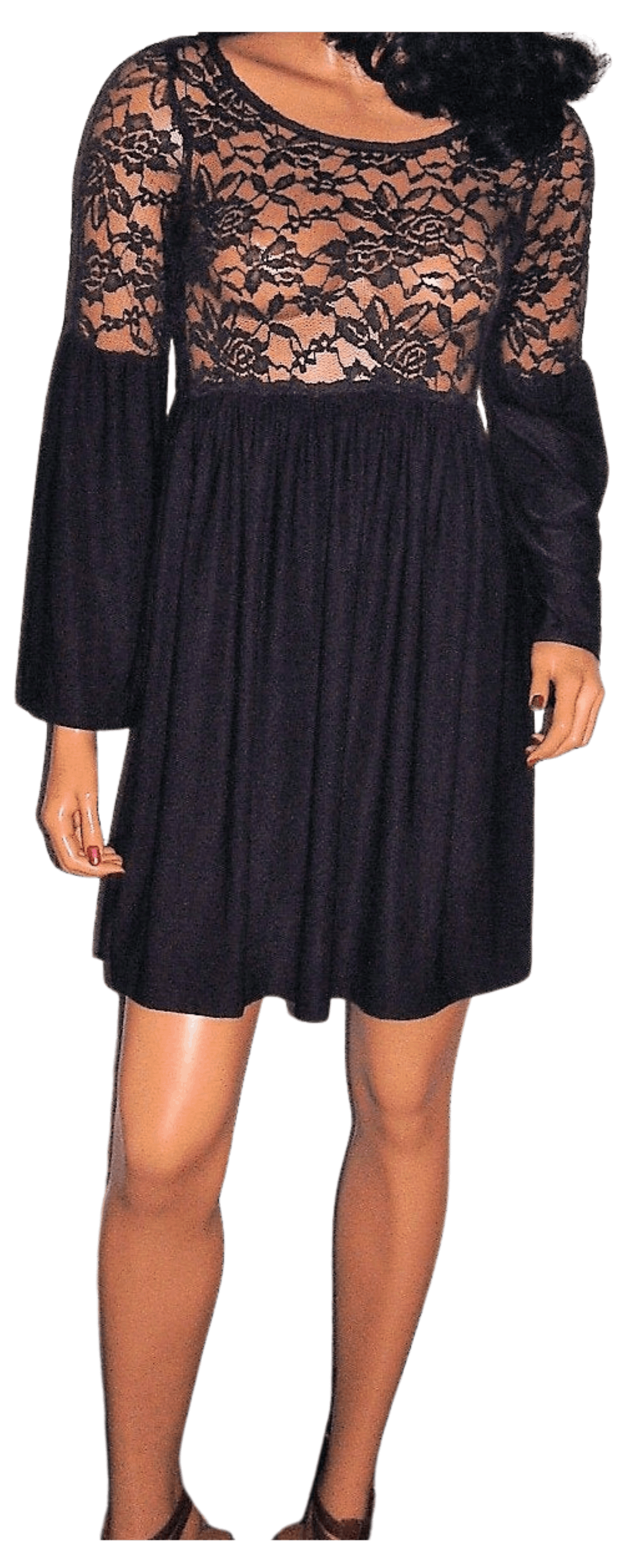 Vintage Black Lace Top and Pleated Bottom Dress | Shop THRILLING