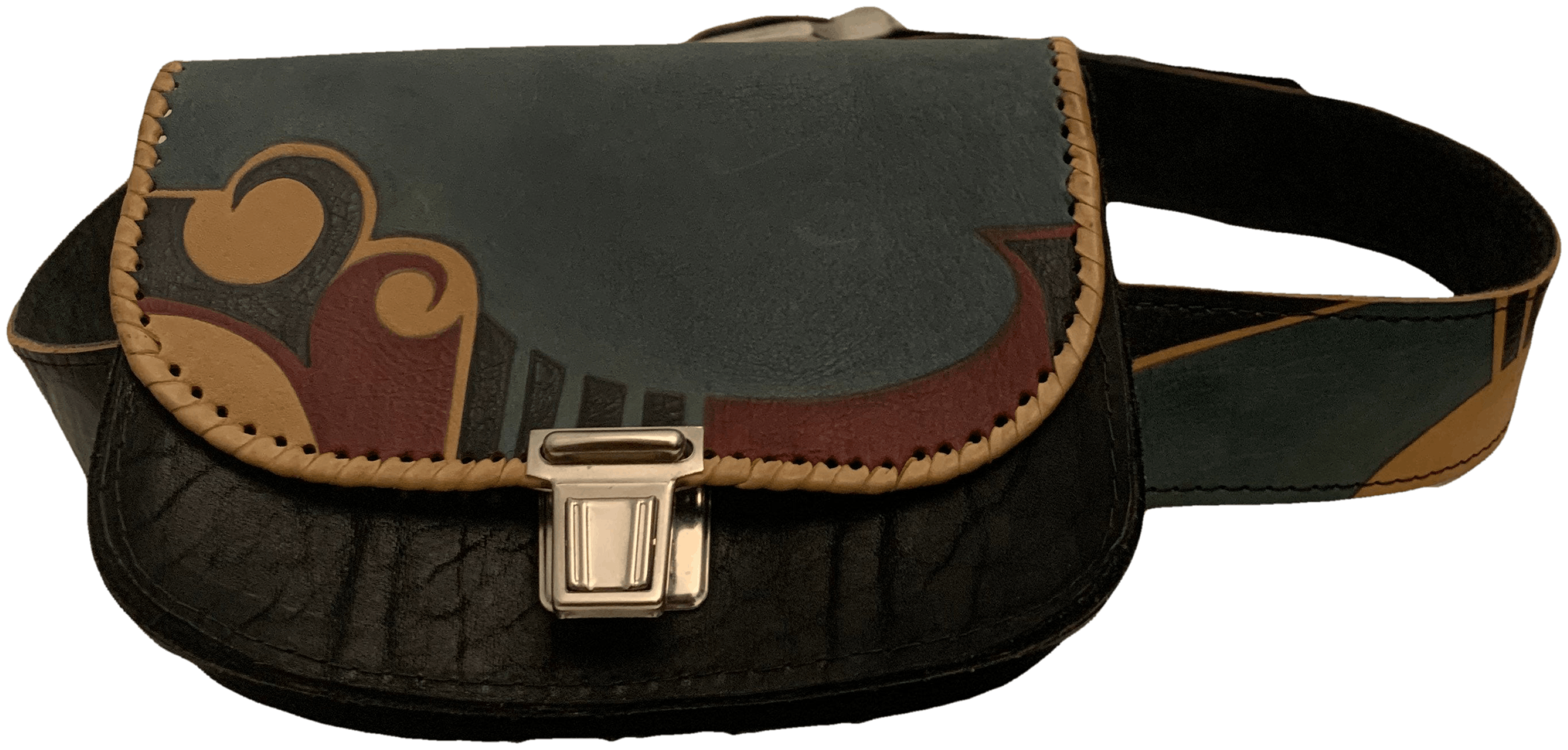 Vintage Abstract Print Leather Belt Bag | Shop THRILLING