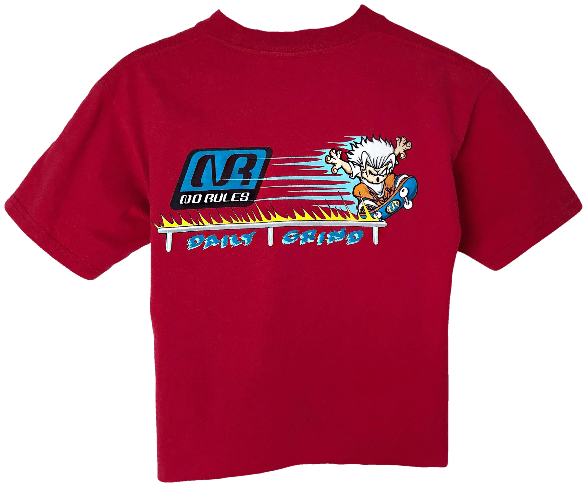 Vintage 90’s No Rules Daily Grind Skater Fire Flames Skateboarder Crop ...