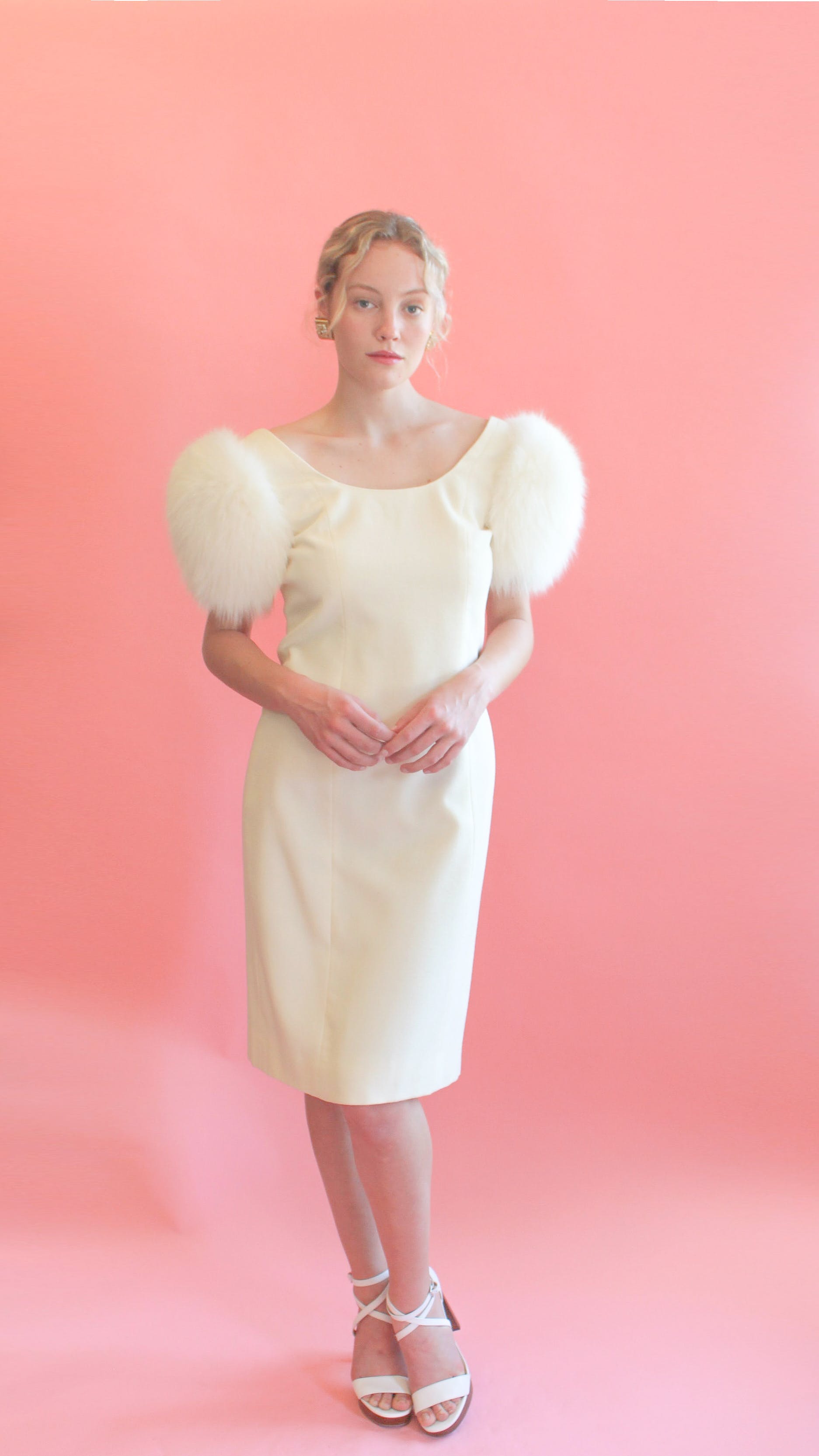Vintage White Fox Fur Dress by Victor Costa | Shop THRILLING