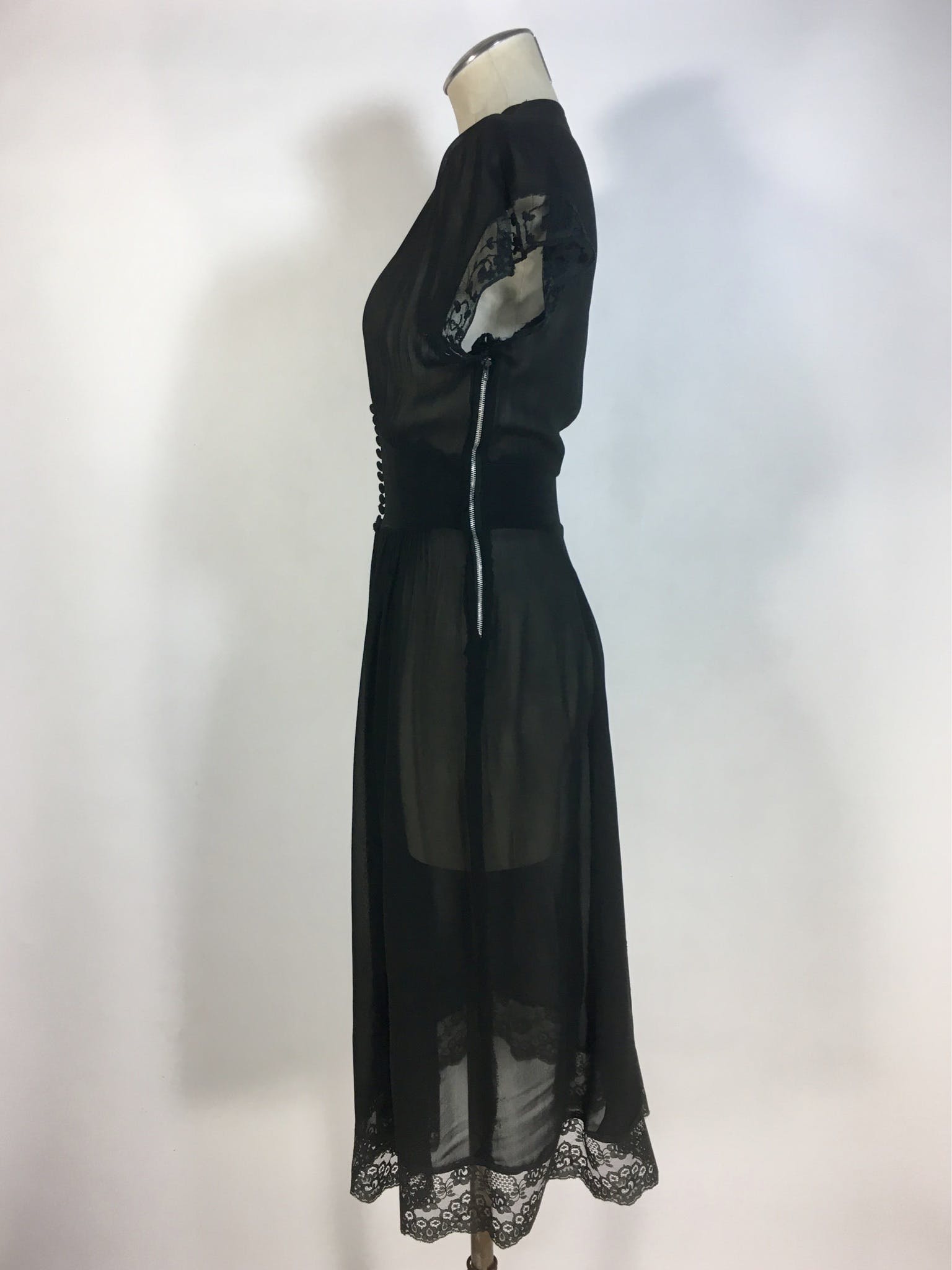 Vintage 30’s Sheer Black Silk Dress with Basque-Style Waist | Shop ...