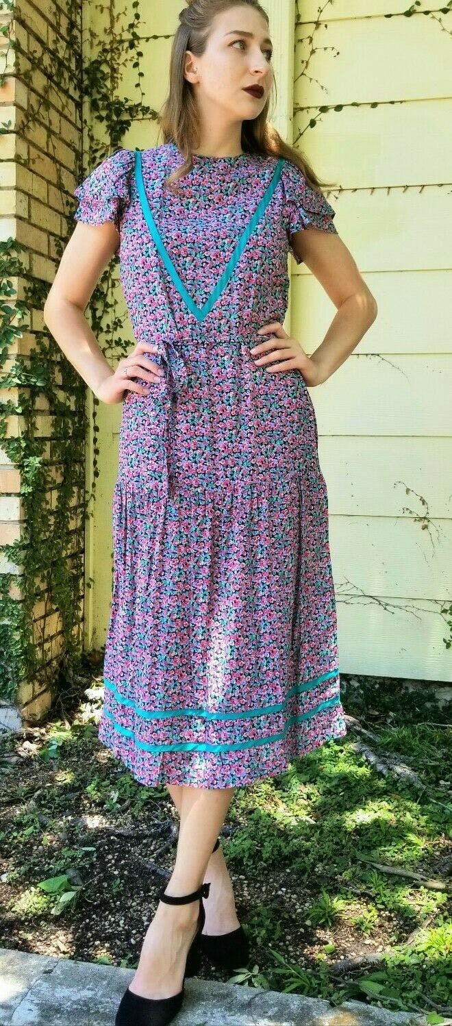 Vintage 80's Peasant Boho Dress by Jane Schaffhausen Belle France ...