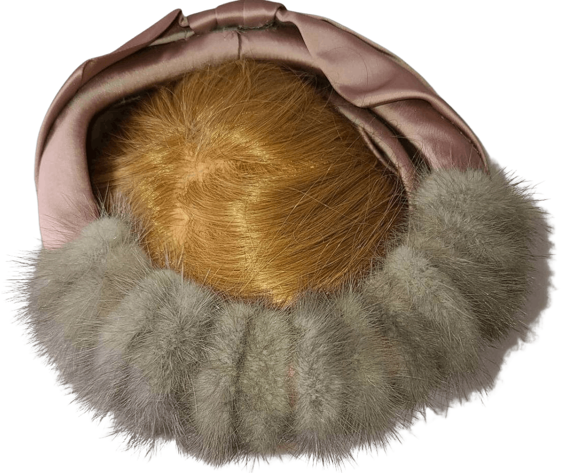 Vintage 50s Silver Mink Fur Ring Hat Mauve Pink Satin Ribbon | Shop ...