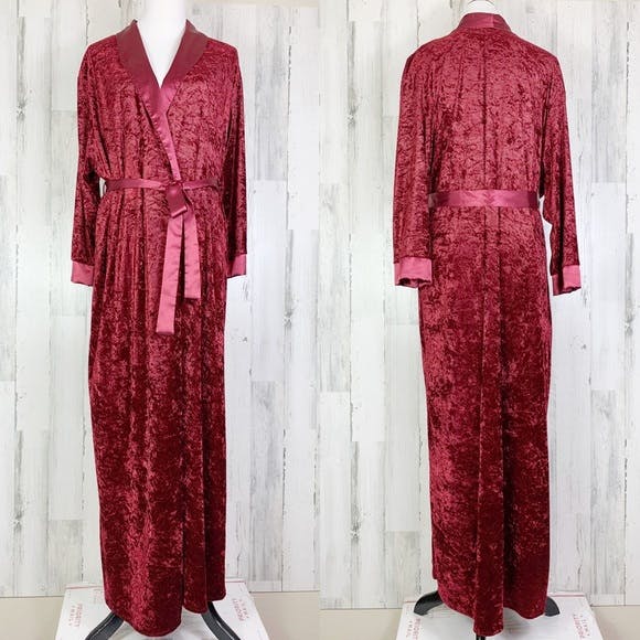 Vintage 80's Burgundy Velvet Satin Sash Robe by Colesce Couture | Shop ...