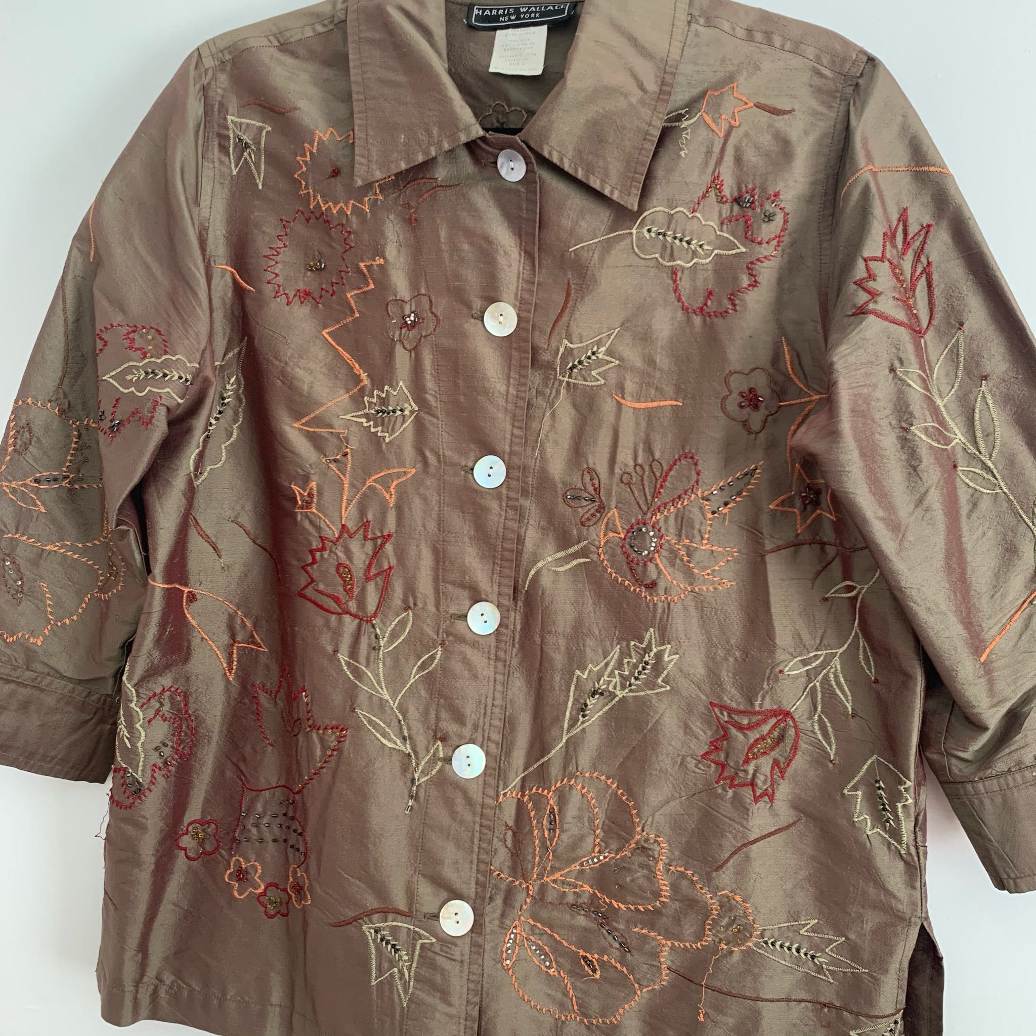 Vintage Iridescent Silk Jacket with Embroidery | Shop THRILLING