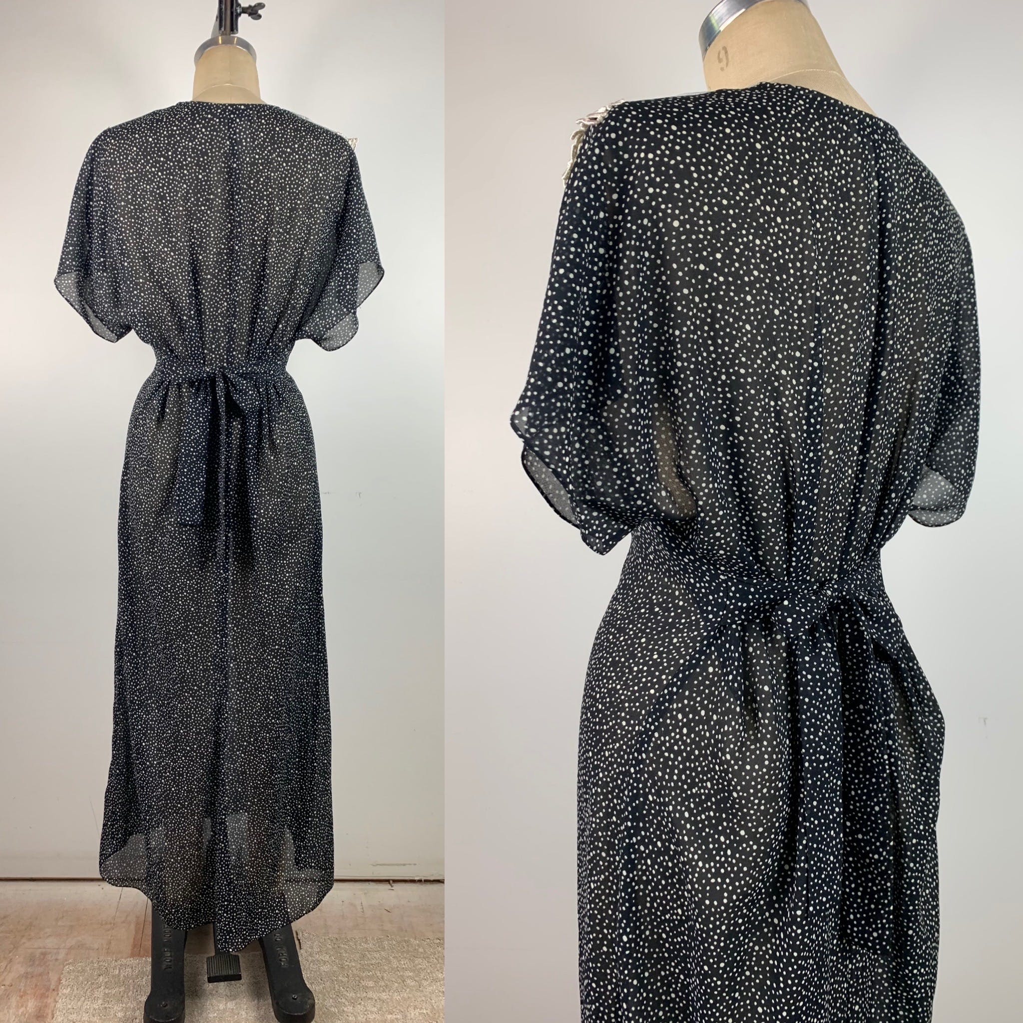 Vintage 80’s 90s Gunne Sax Designer Black Floral White Lace Maxi grunge ...