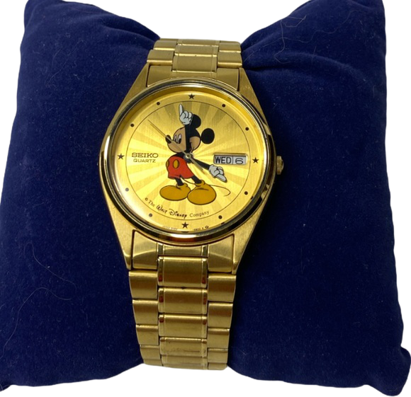 Vintage 80s Gold Mickey Mouse Watch Starburst Dial by Seiko | Shop ...